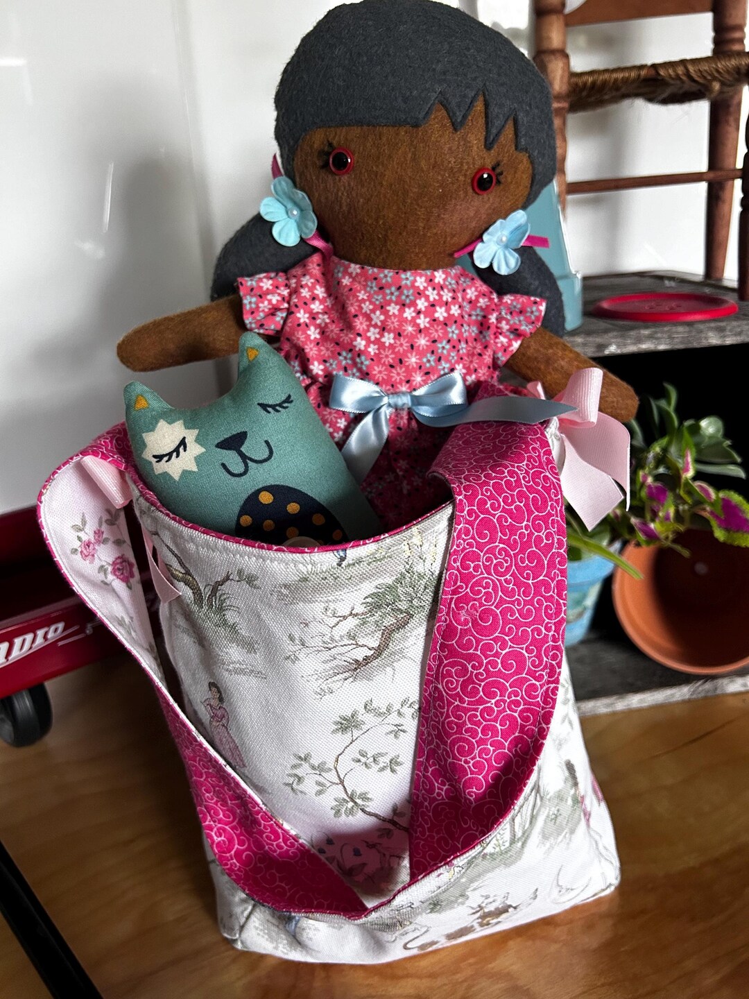 Rag Doll in Pink Dress With Blue Kitty in a Backpack || Kitten ...