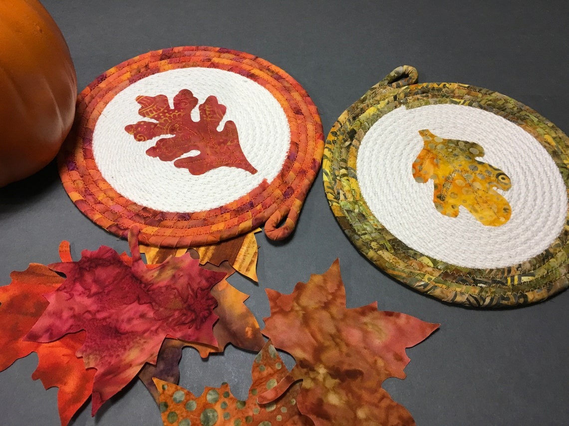 Autumn Leaf Trivet Batik Coiled Rope Trivet Coiled Rope - Etsy