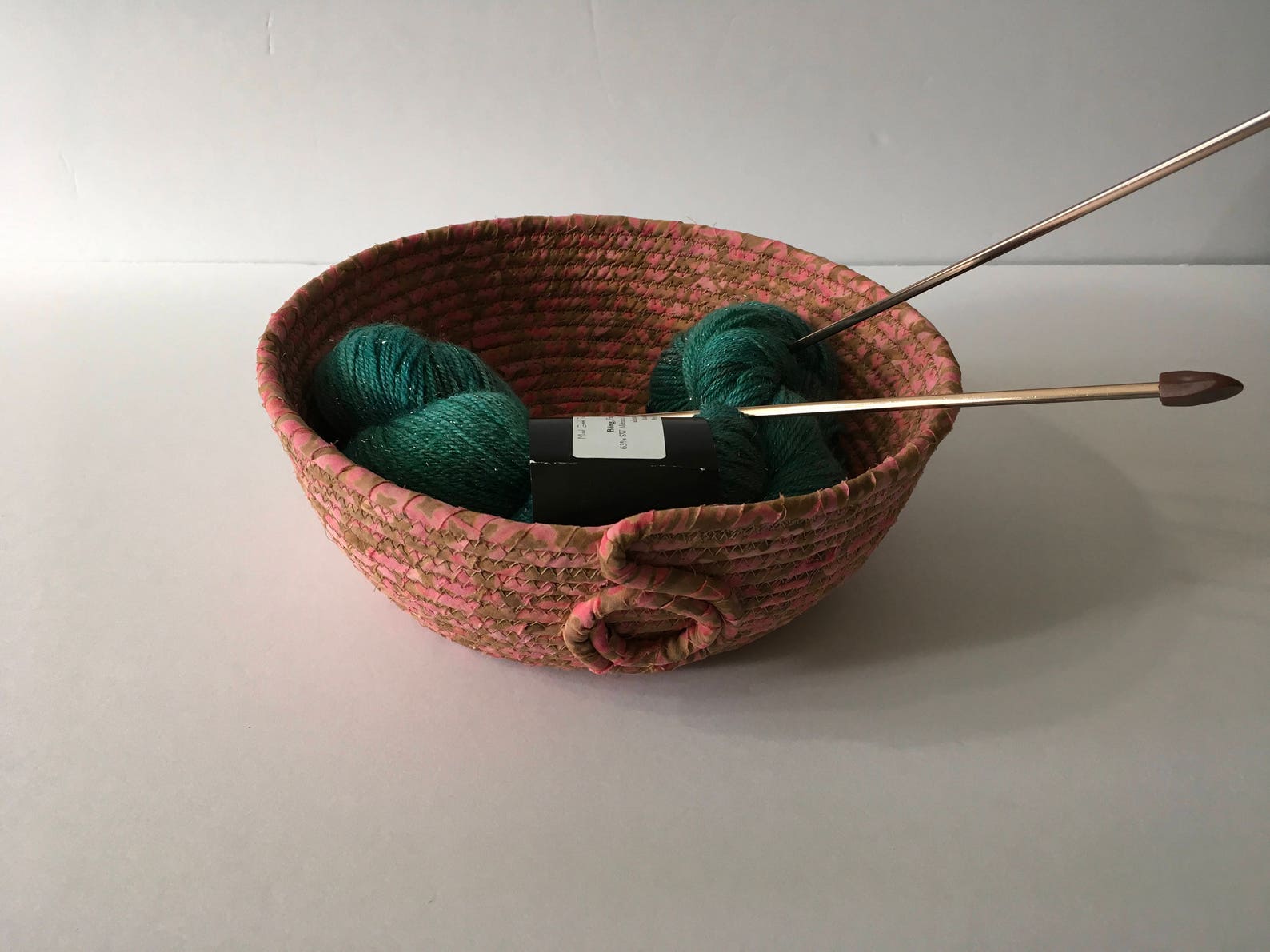 Pink and Tan Batik Coiled Rope Bowl Fabric Bowl Catchall | Etsy