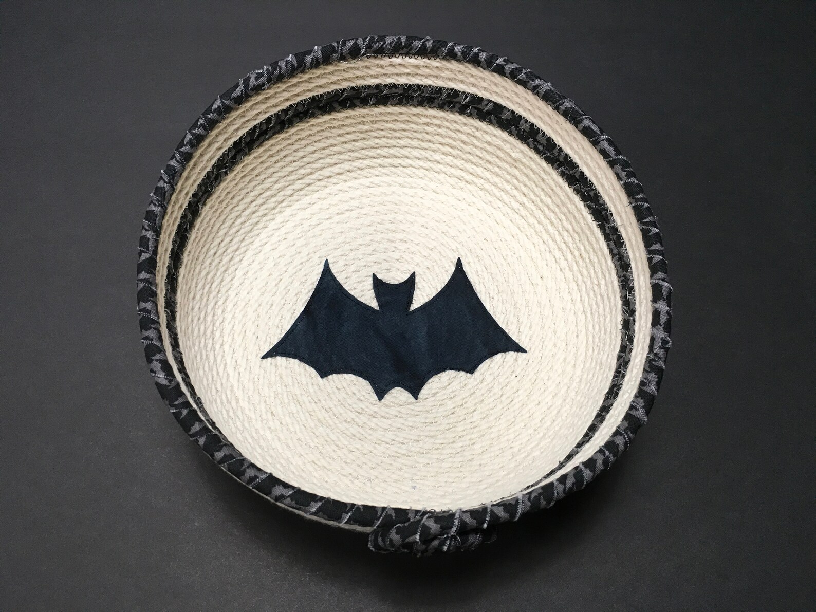Halloween Coiled Rope Bowl Black Bat Rope Basket Decorative | Etsy