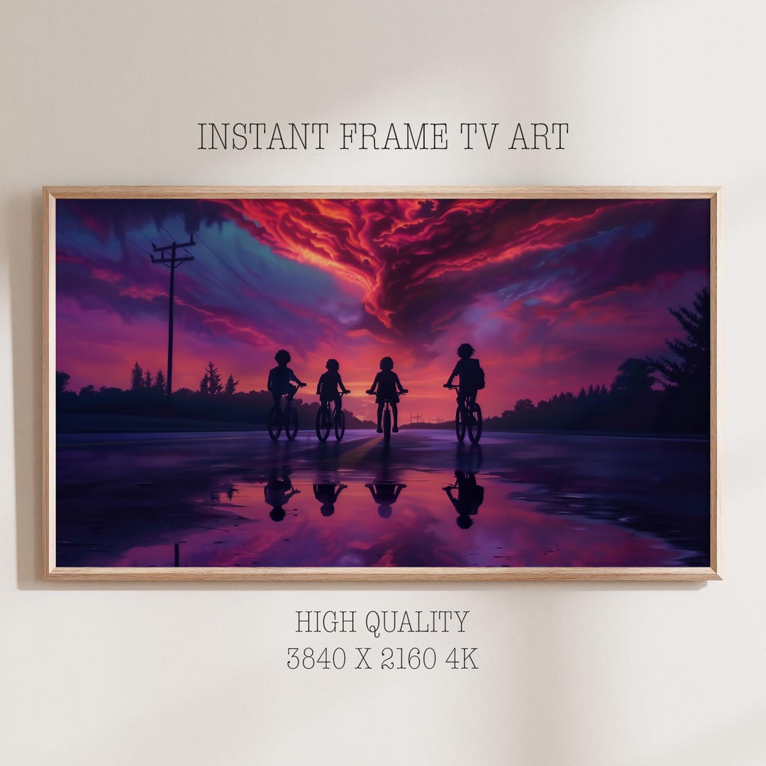 Retro Stranger Things Inspired Bicycle Silhouette Art, Samsung Frame TV ...