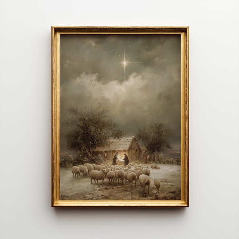 Vintage Nativity Print | Star of Bethlehem, Holy Night (digital ...