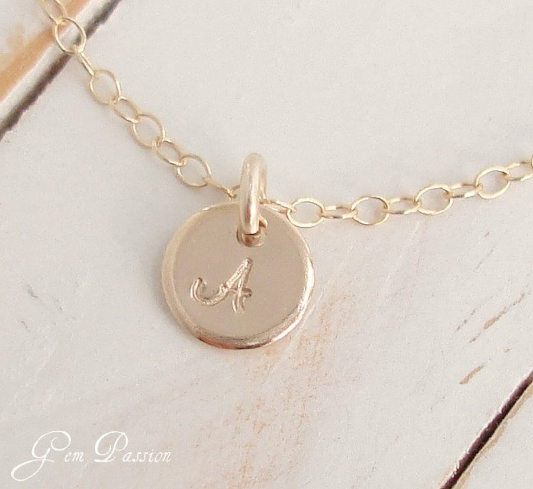 Personalized Gold Initial Necklace 14k Gold Filled Tiny Dot, New Script ...