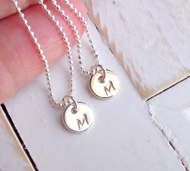 Tiny Initial Necklace, Ball Chain, Sterling Silver, 14k Gold Filled ...