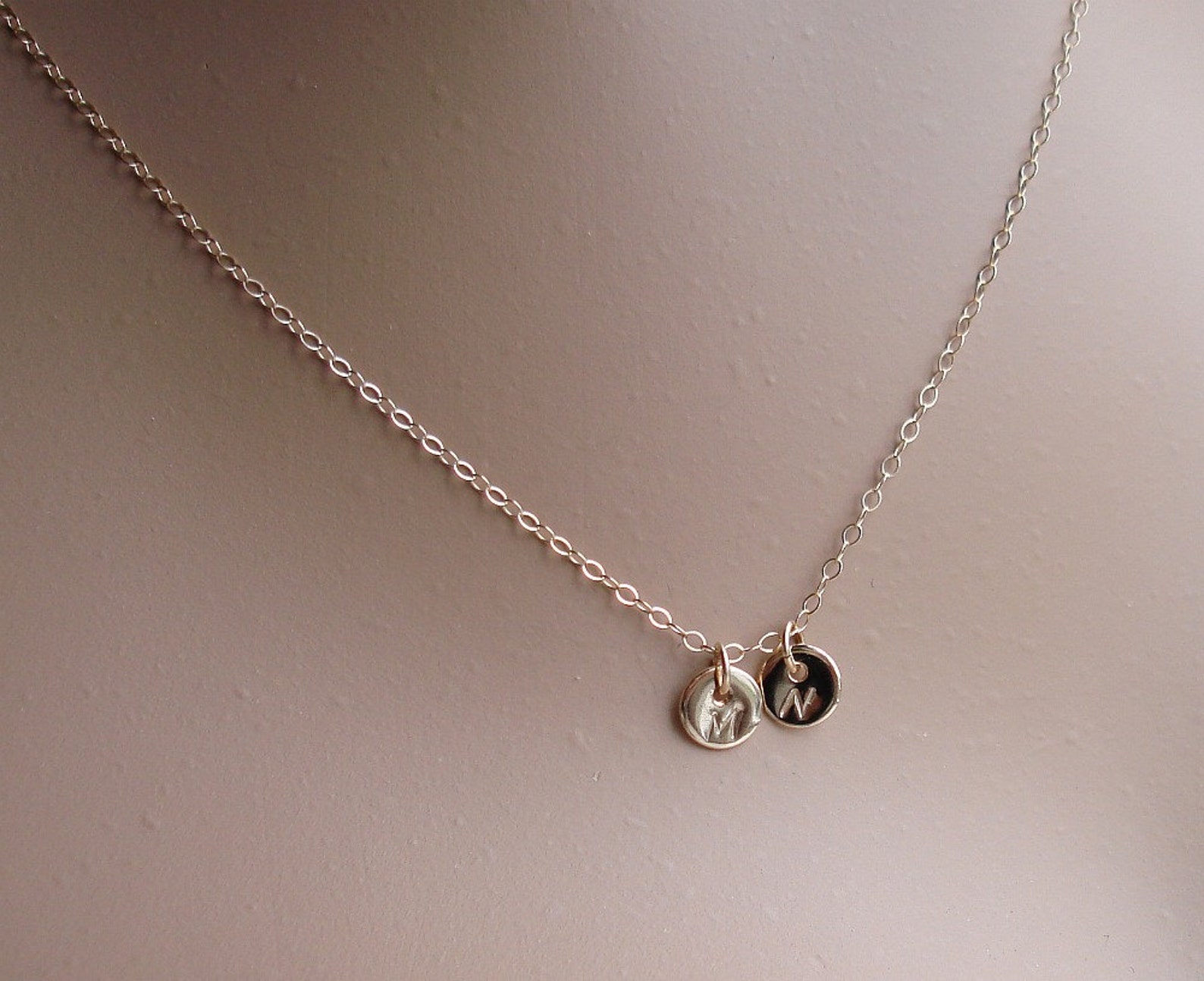 Tiny Gold Initial Necklace 14k Gold Filled Custom Hand - Etsy
