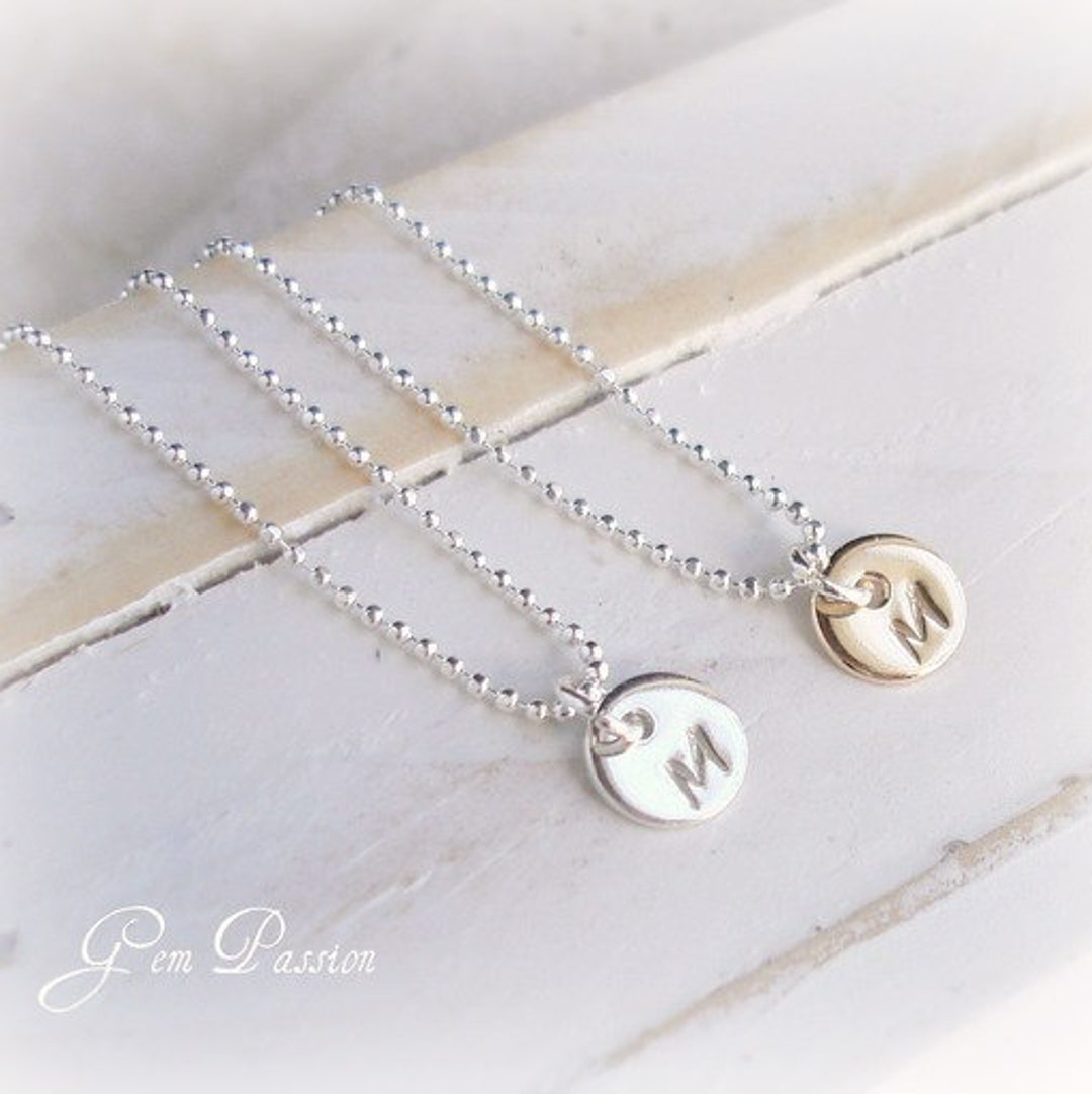 Tiny Initial Necklace, Ball Chain, Sterling Silver, 14k Gold Filled ...