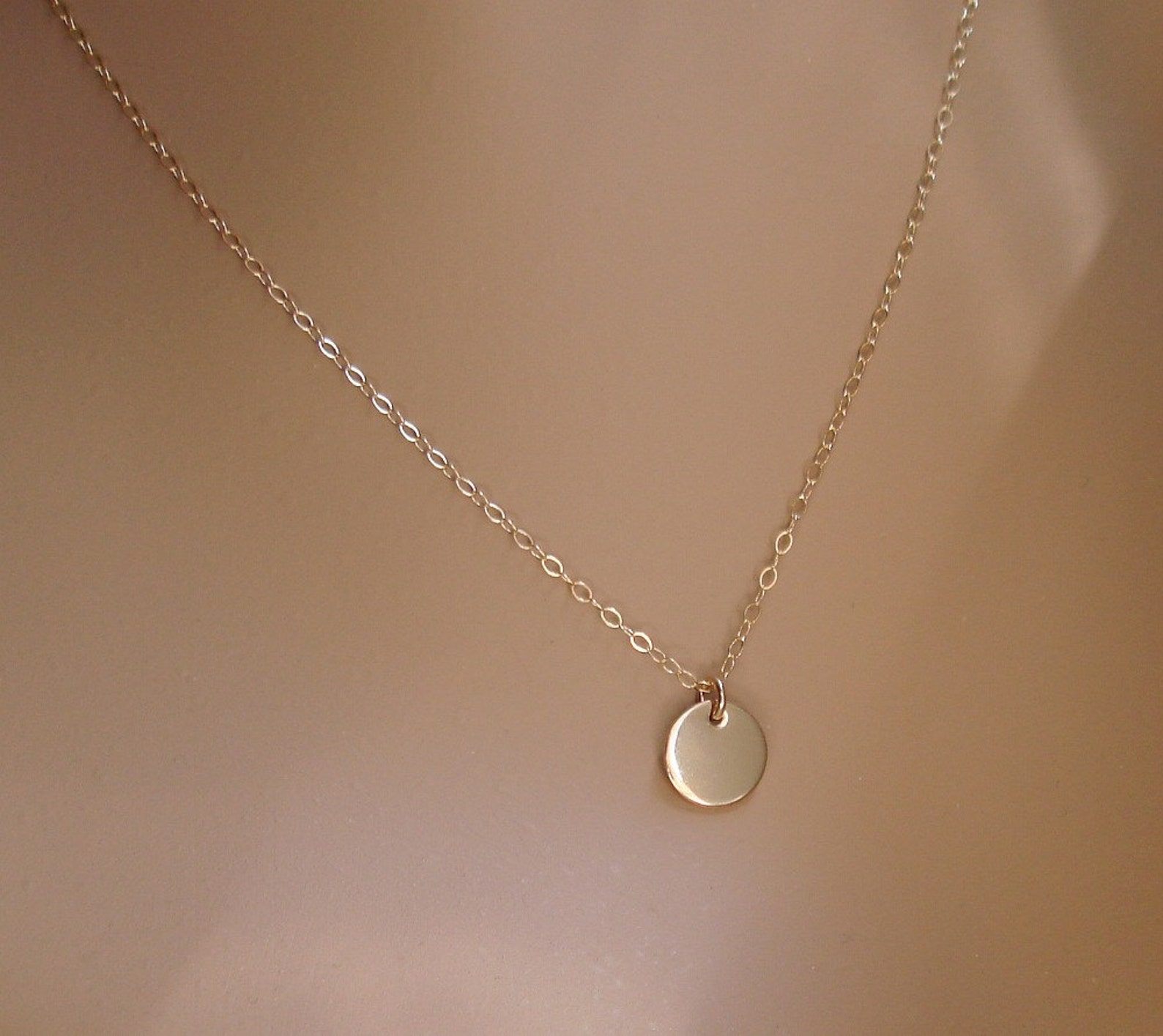 14K Gold Filled Gold Disc Necklace Dainty Necklace Modern - Etsy