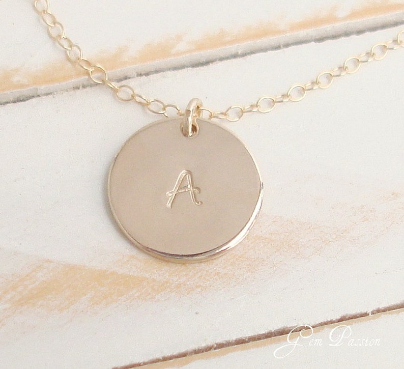 Personalized Gold Initial Disc Necklace 14k Gold Filled,monogram ...