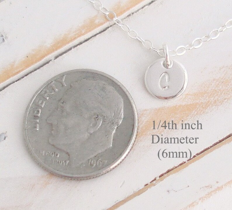 Tiny Sterling Silver Disc Initial Necklace Personalized - Etsy