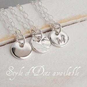 Tiny Sterling Silver Disc Initial Necklace Personalized Monogram ...
