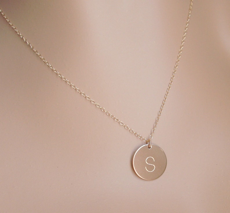 Gold Monogram Initial Necklace 14k Gold Filled Block Font - Etsy