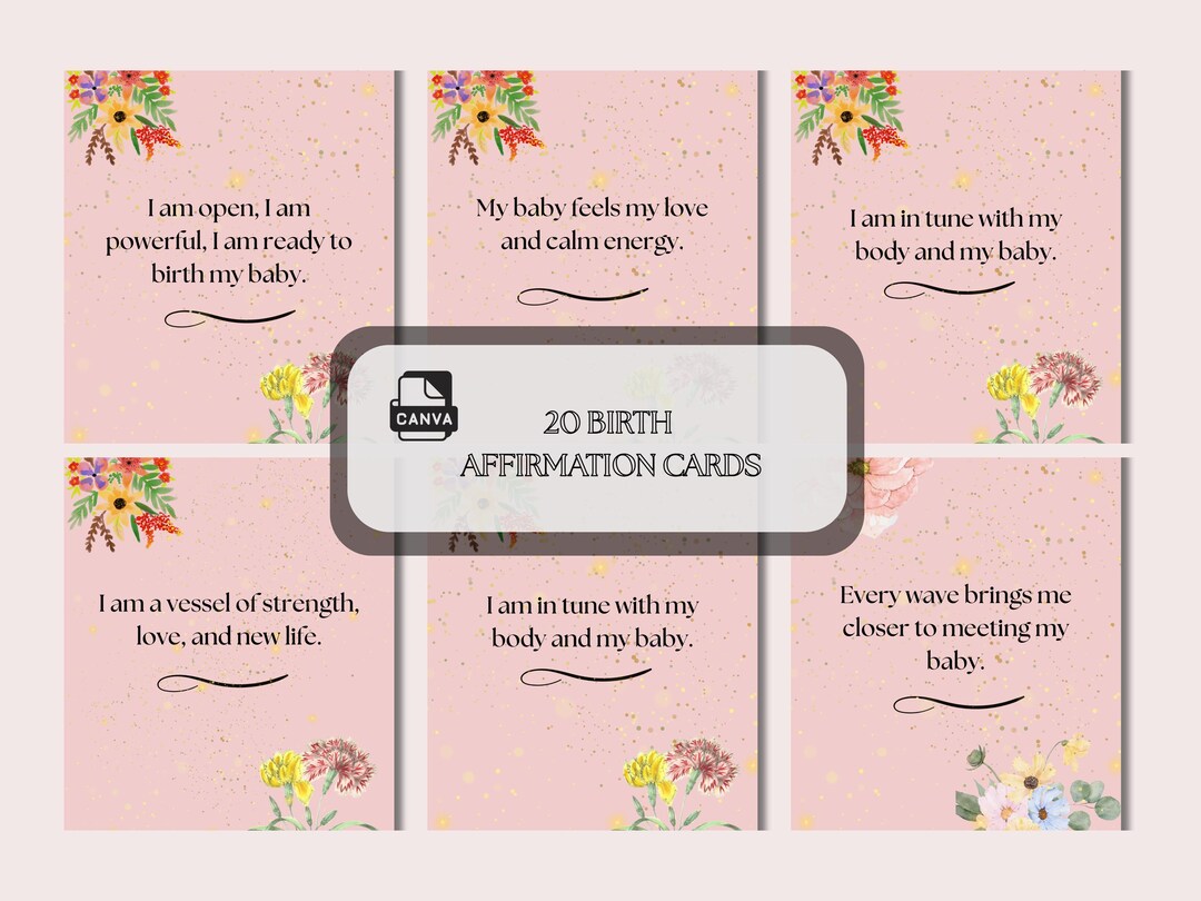 Printable Birth Affirmation Cards-positive Words for Labour & Pregnancy ...