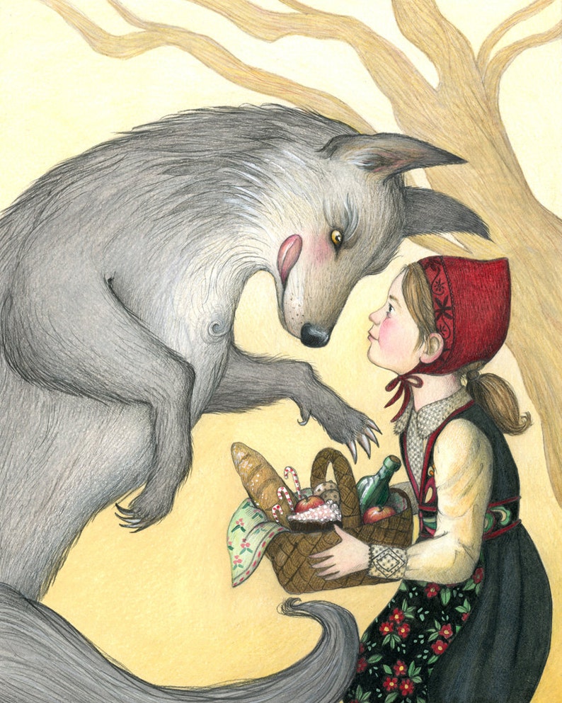 8x10 Print of Little Red Riding Hood & Big Bad Wolf - Etsy