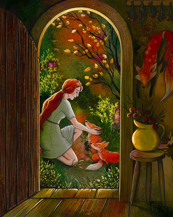 8x10 Giclee Print of the Fox Woman Folk Tale | Etsy