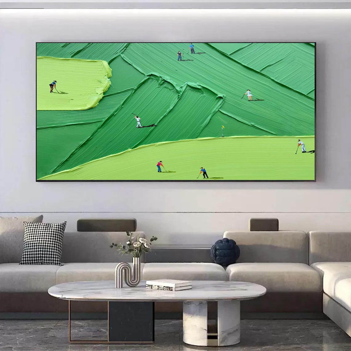 Green Golf Canvas Wall Art Large Green Abstract Painting Green Textured ...