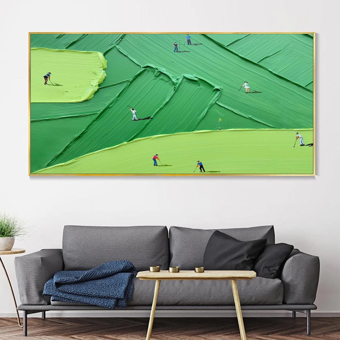 Green Golf Canvas Wall Art Large Green Abstract Painting Green Textured ...