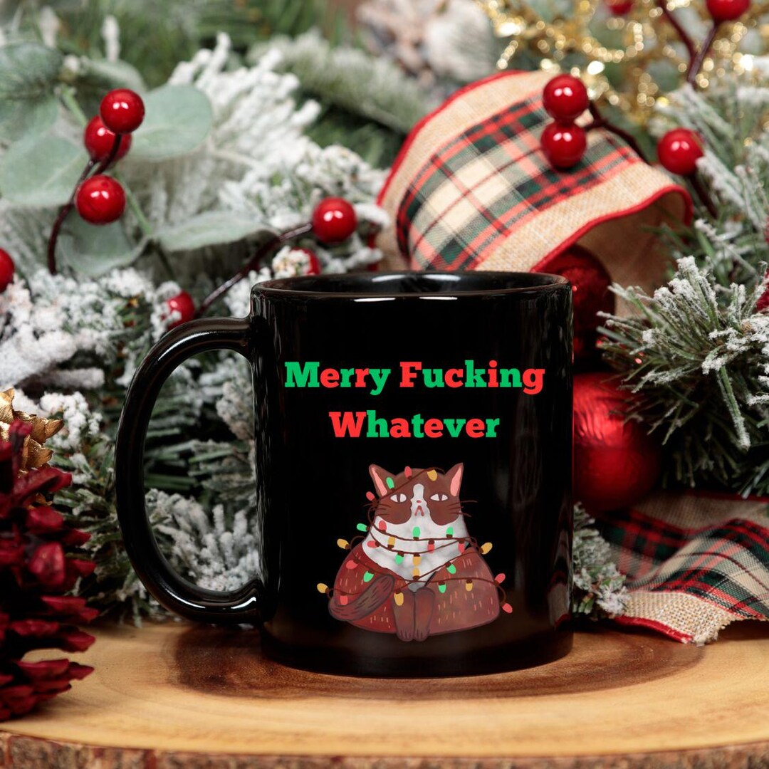Grumpy Cat Festive Mug: Funny Rude Secret Santa Gift - Etsy