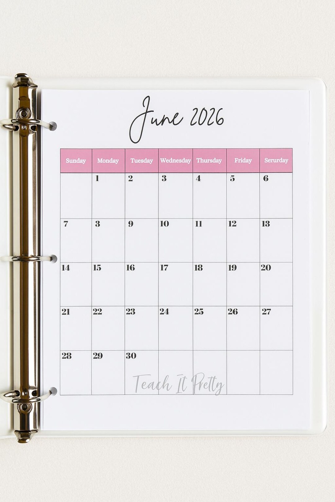 Monthly Calendar - Pink - Etsy