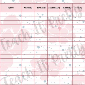Pink Weekly Class Attendance Sheet | PDF + Editable Canva Template - Etsy