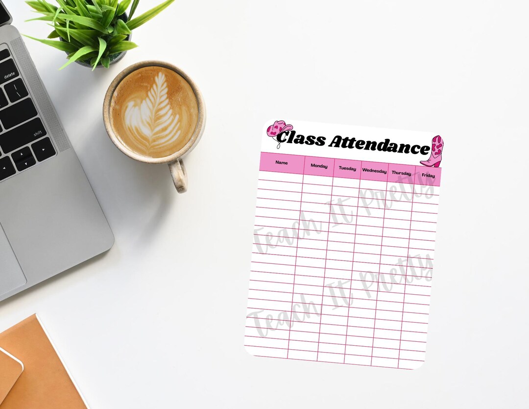 Editable Cowgirl Class Attendance Sheet | Western Theme Printable ...