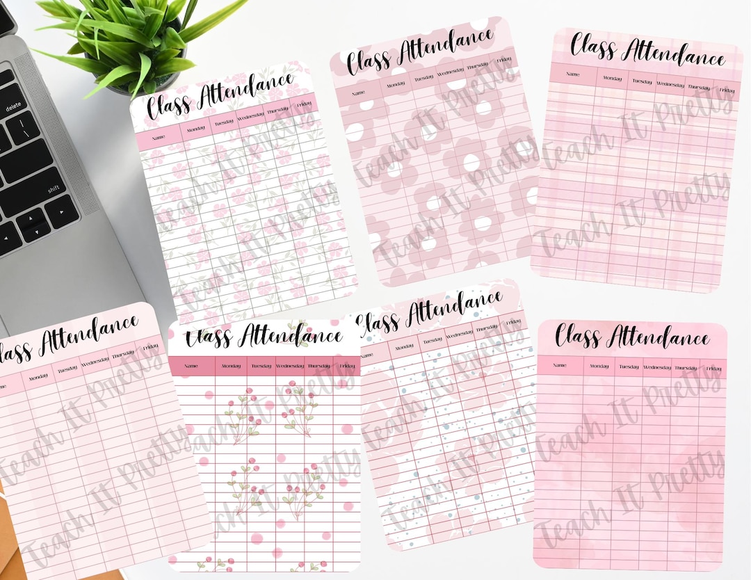 Pink Weekly Class Attendance Sheet | PDF + Editable Canva Template - Etsy