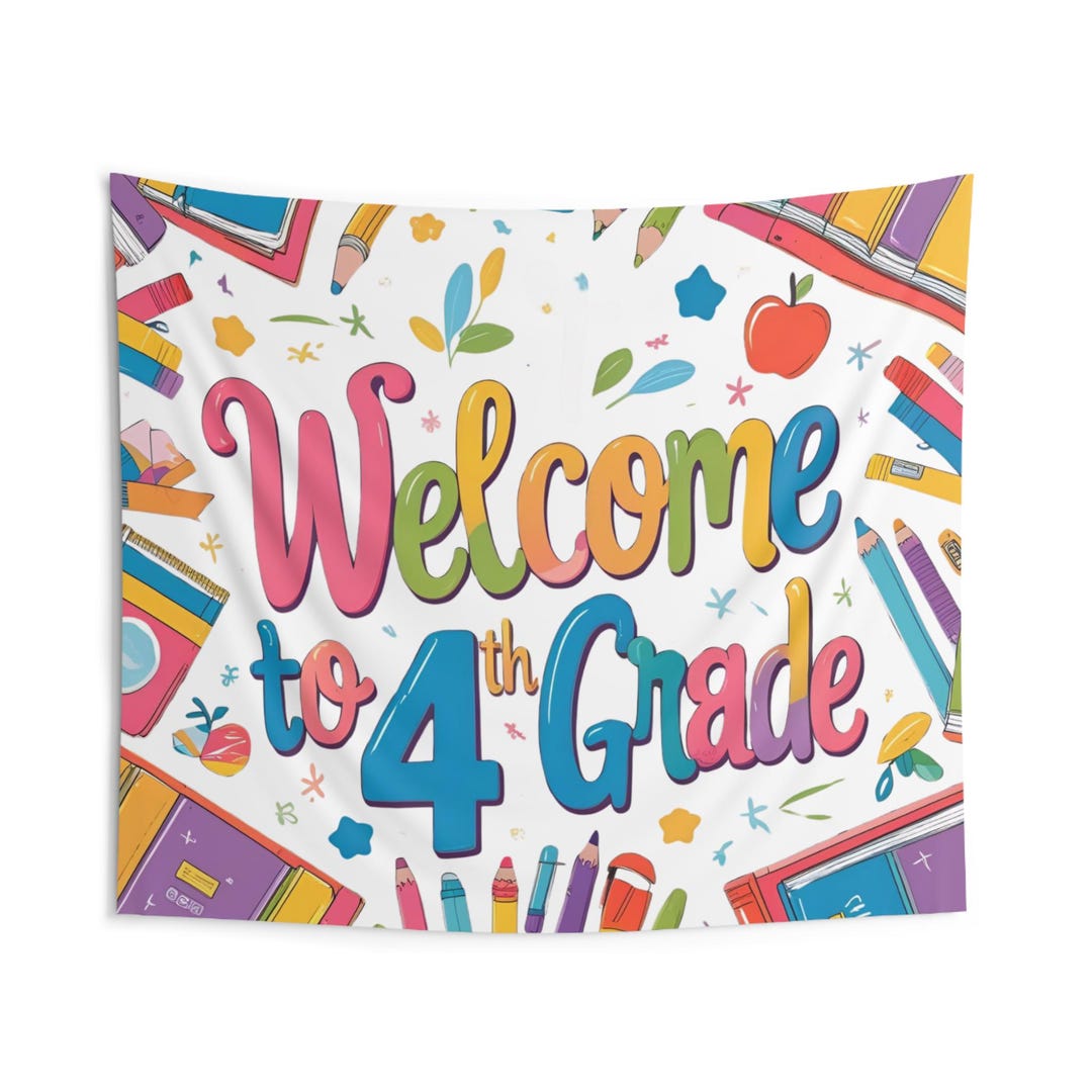 Cute Welcome to 4th Grade Indoor Wall Tapestries - Kids Room Decor ...