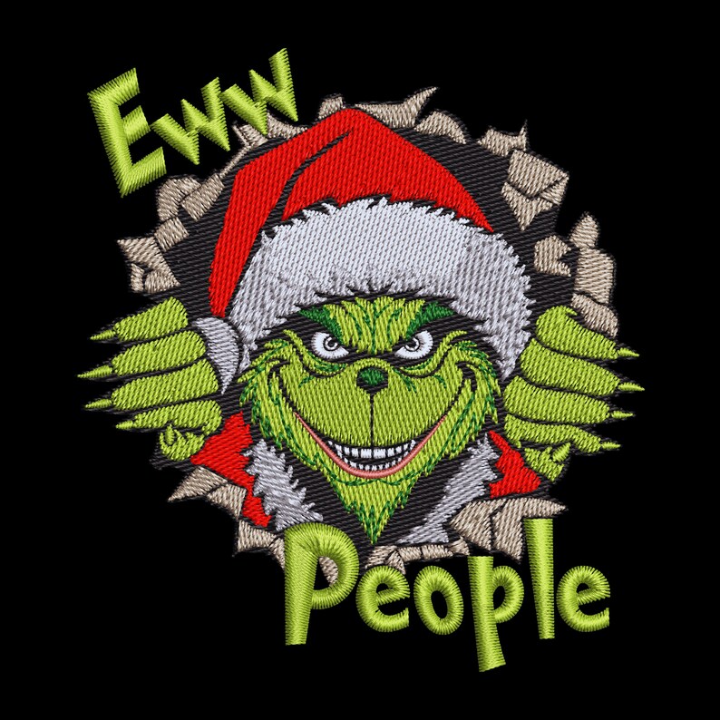 Grinch Embroidery File – 11 Sizes Funny Christmas Design for Machine ...