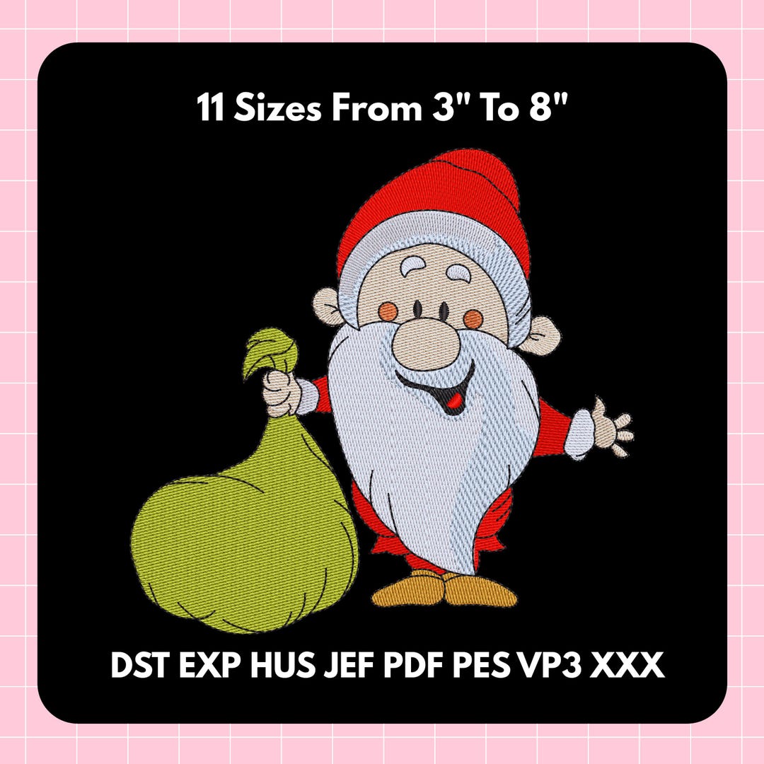Santa Gnome Embroidery Design – Christmas File in 11 Sizes for ...