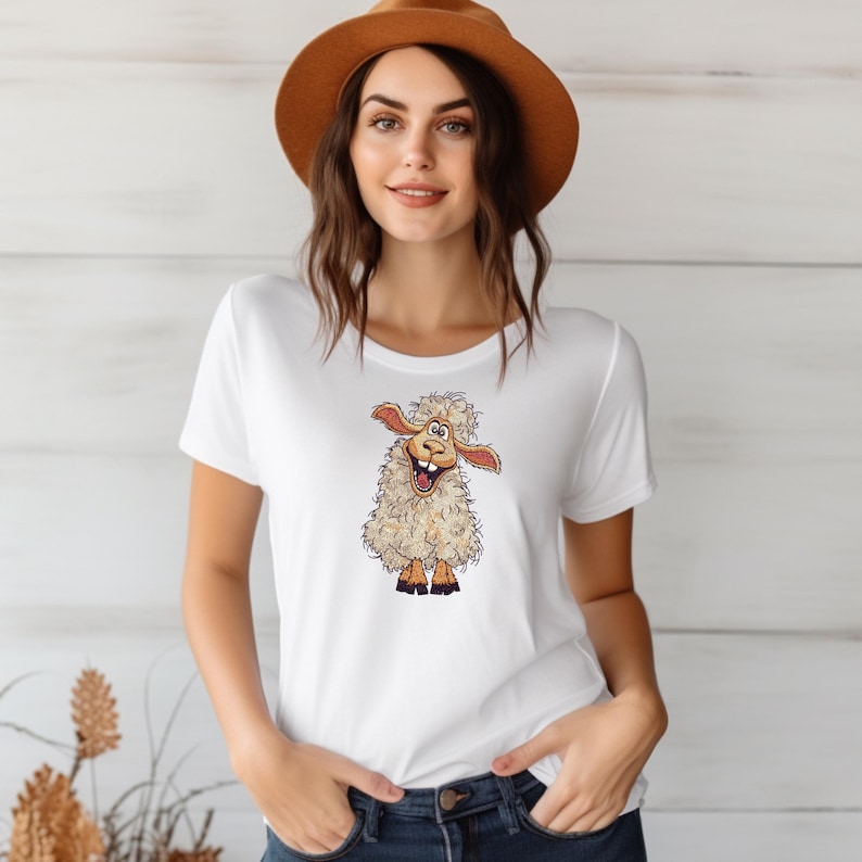 Funny Cartoon Sheep Embroidery Design – 11 Sizes – DST PES JEF VP3 ...