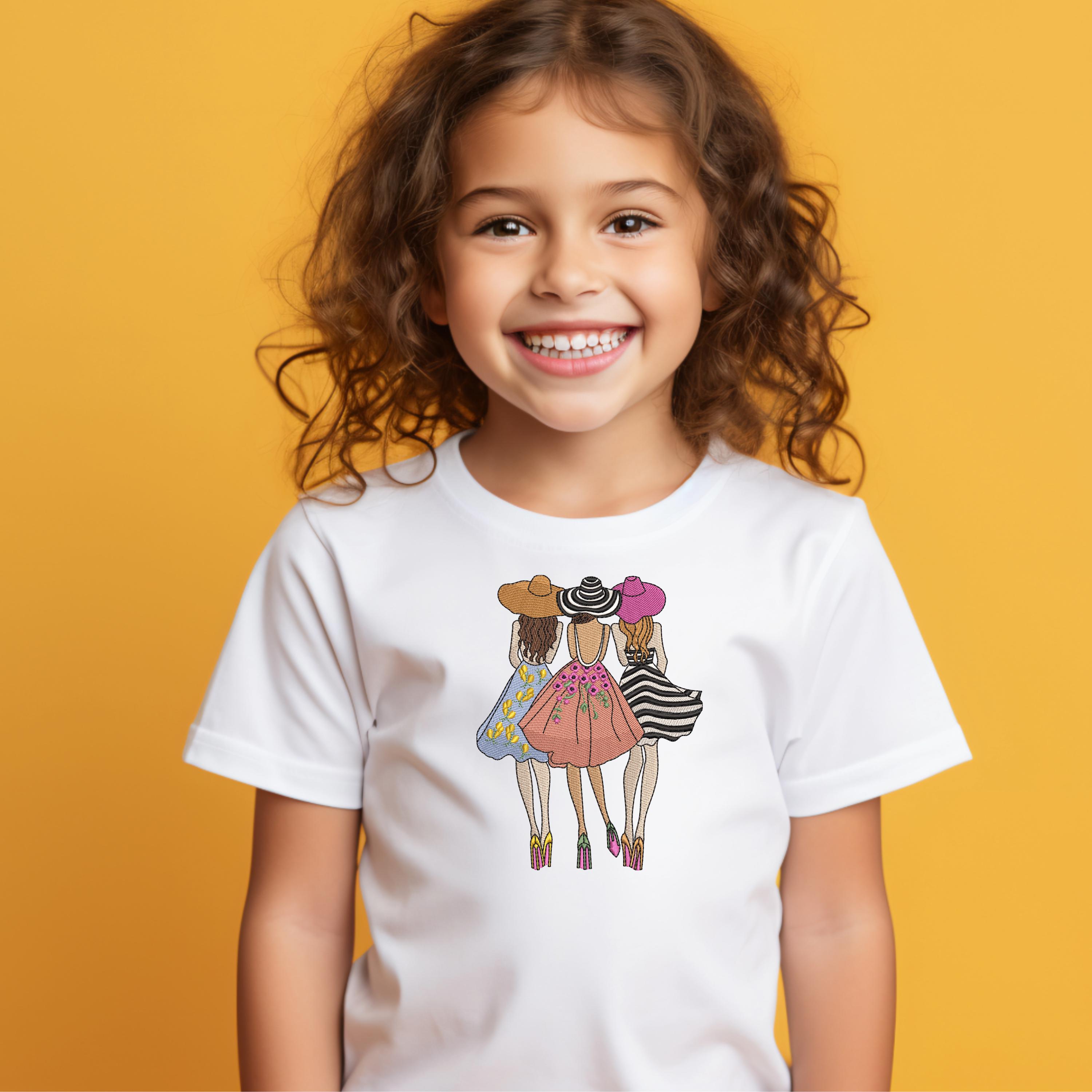 Best Friends Embroidery Design – Three Girls Fashion Trio (digital ...