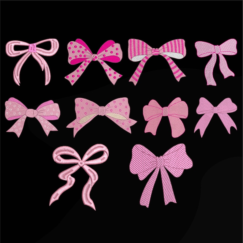 Pink Bow Embroidery Designs – 10 File Bundle in 6 Sizes – Instant ...