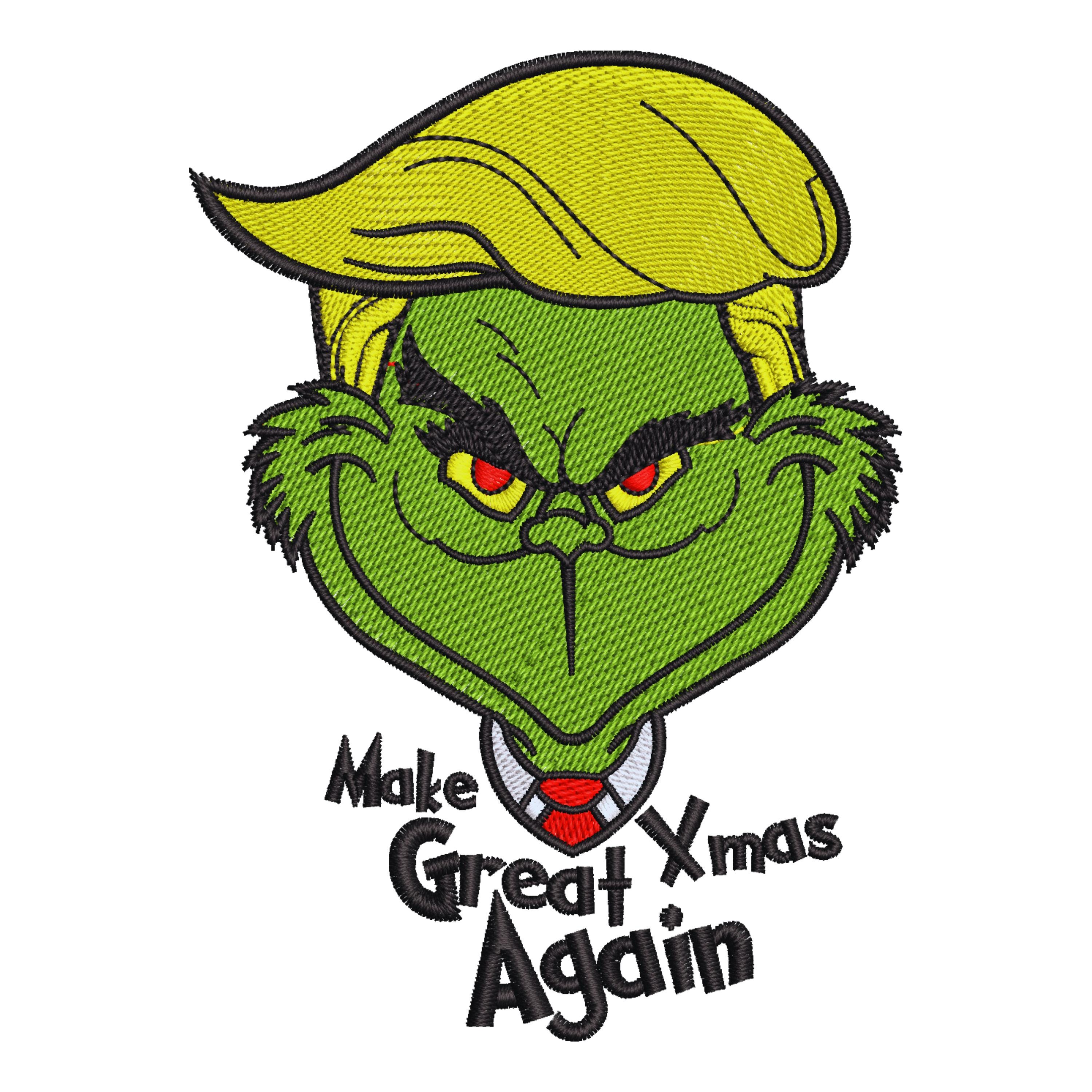 Grinch-style Xmas Embroidery Design – 11 Sizes Digital Machine File ...