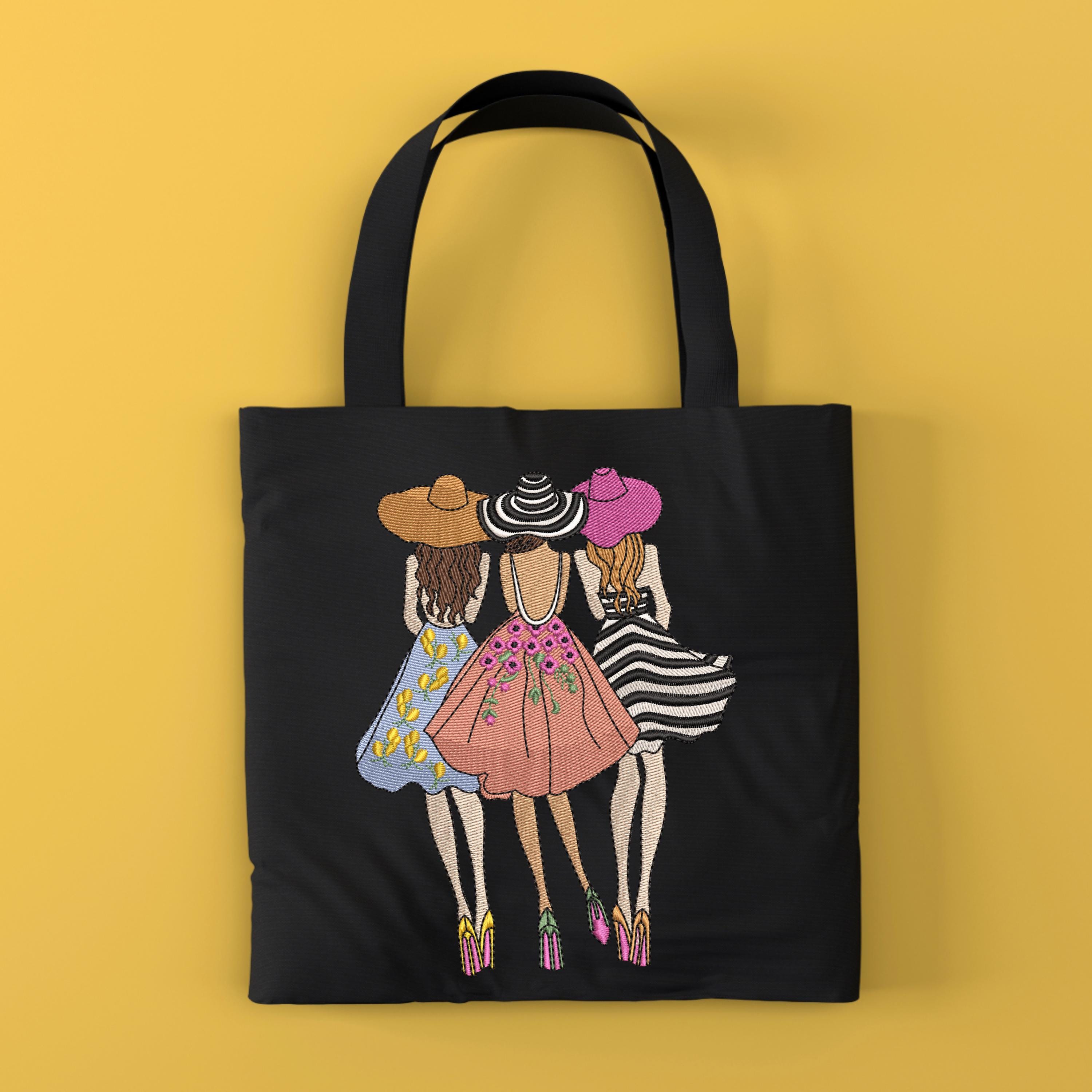 Best Friends Embroidery Design – Three Girls Fashion Trio (digital ...