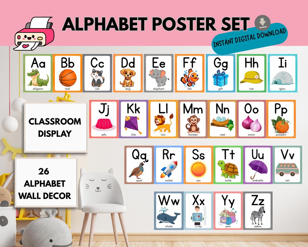 Printable ABC Alphabet Poster: Classroom & Homeschool Decor (PDF ...