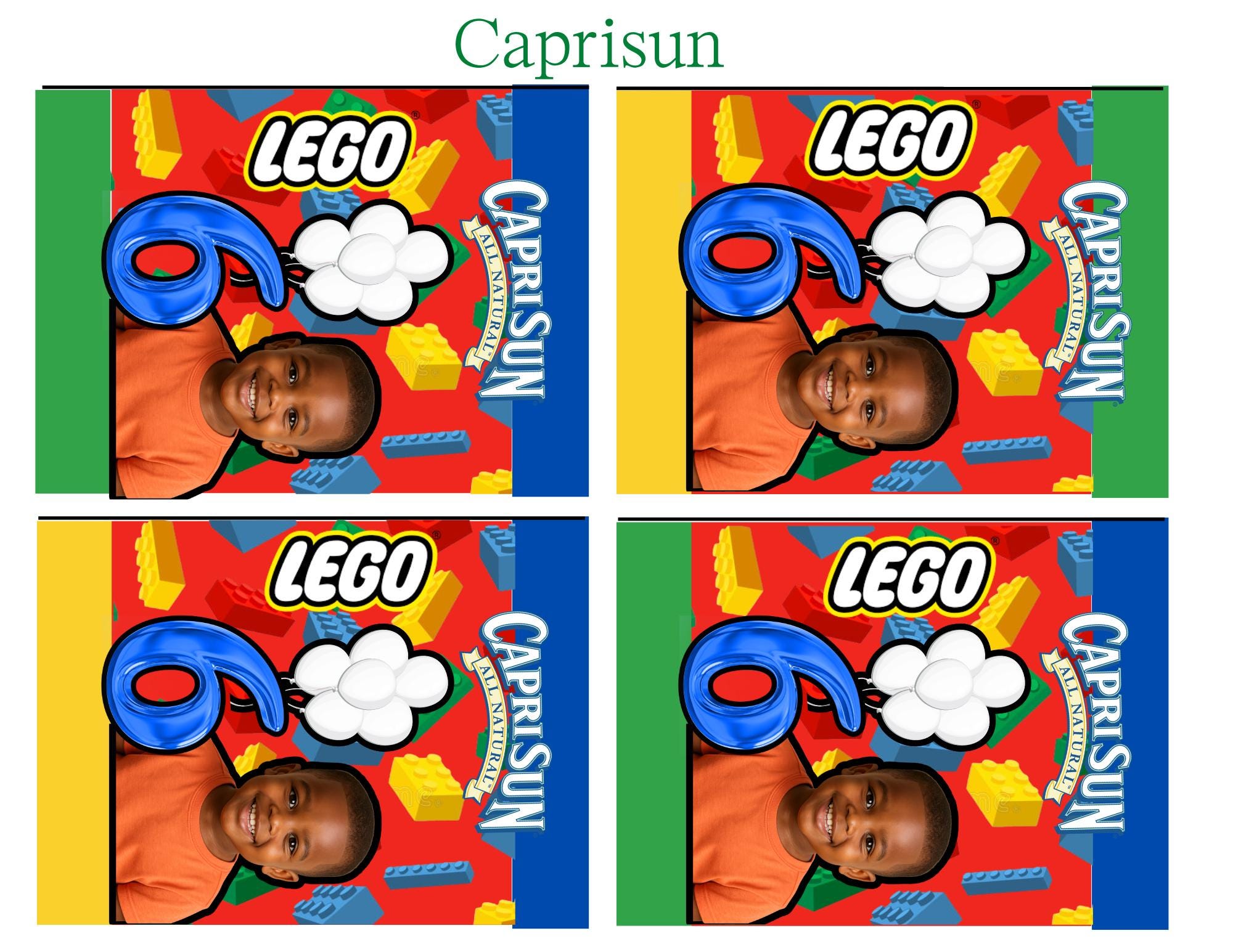 LEGO Birthday Party Favor Template, Chips, Rice Krispy, Capri Sun ...