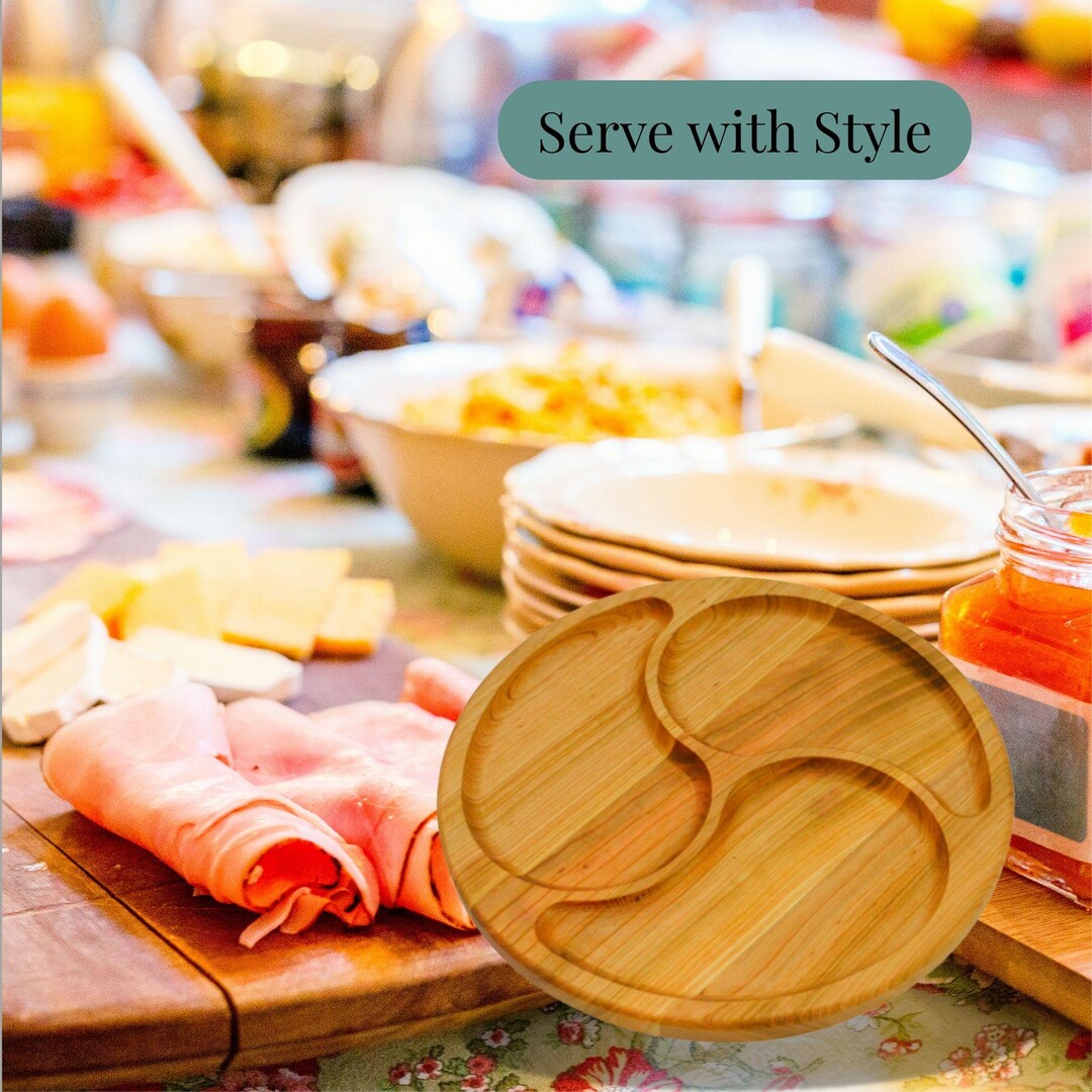 Yin Yang Wooden Serving Tray – Round Appetizer Board | 12" Charcuterie ...