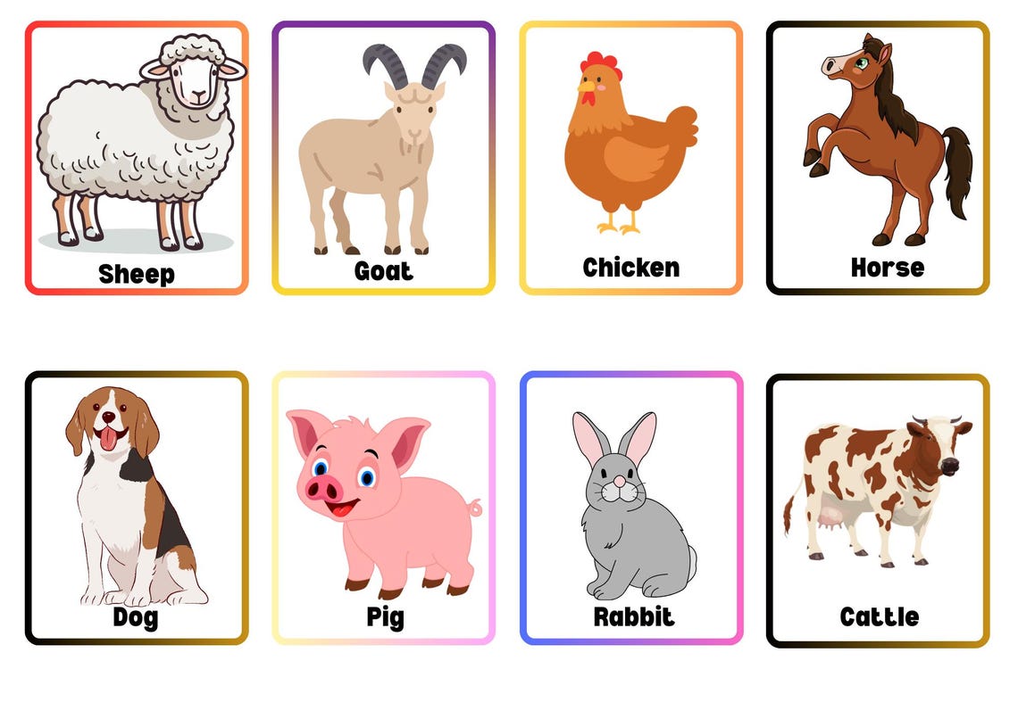 Farm Animals Flashcards | 20 Printable Cards for Preschool & Toddler ...