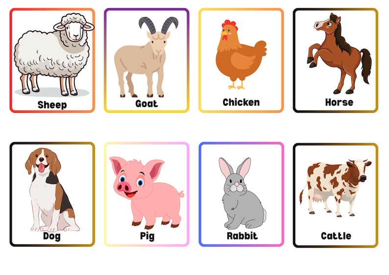 Farm Animals Flashcards | 20 Printable Cards for Preschool & Toddler ...