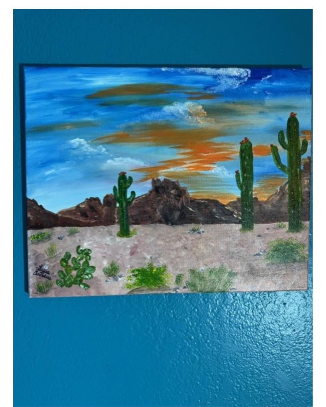 Hand Painted Scenery, Desert Mountains, Cactus Acrylic Painting - Etsy