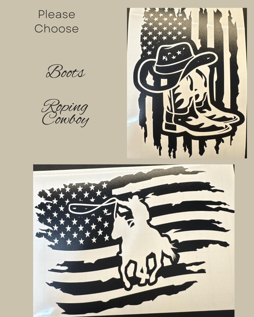 Window Sticker, American Flag Boots, American Flag Roping Cowboy ...