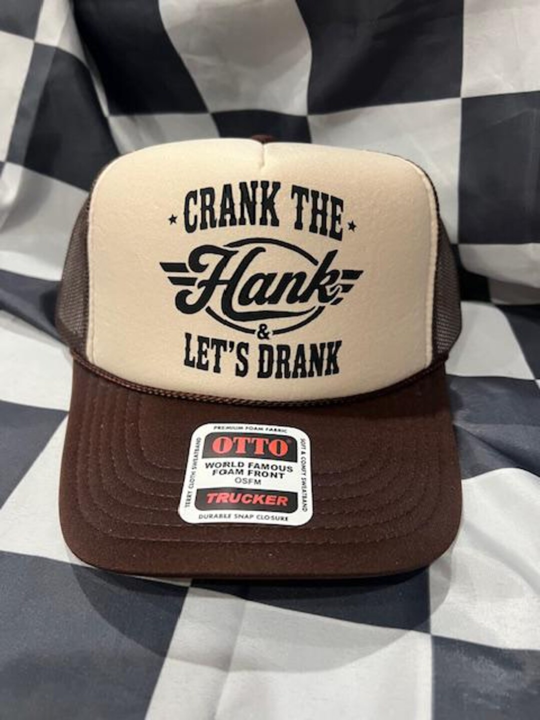 Brown and Tan Crank the Hank OTTO Trucker Hat - Etsy