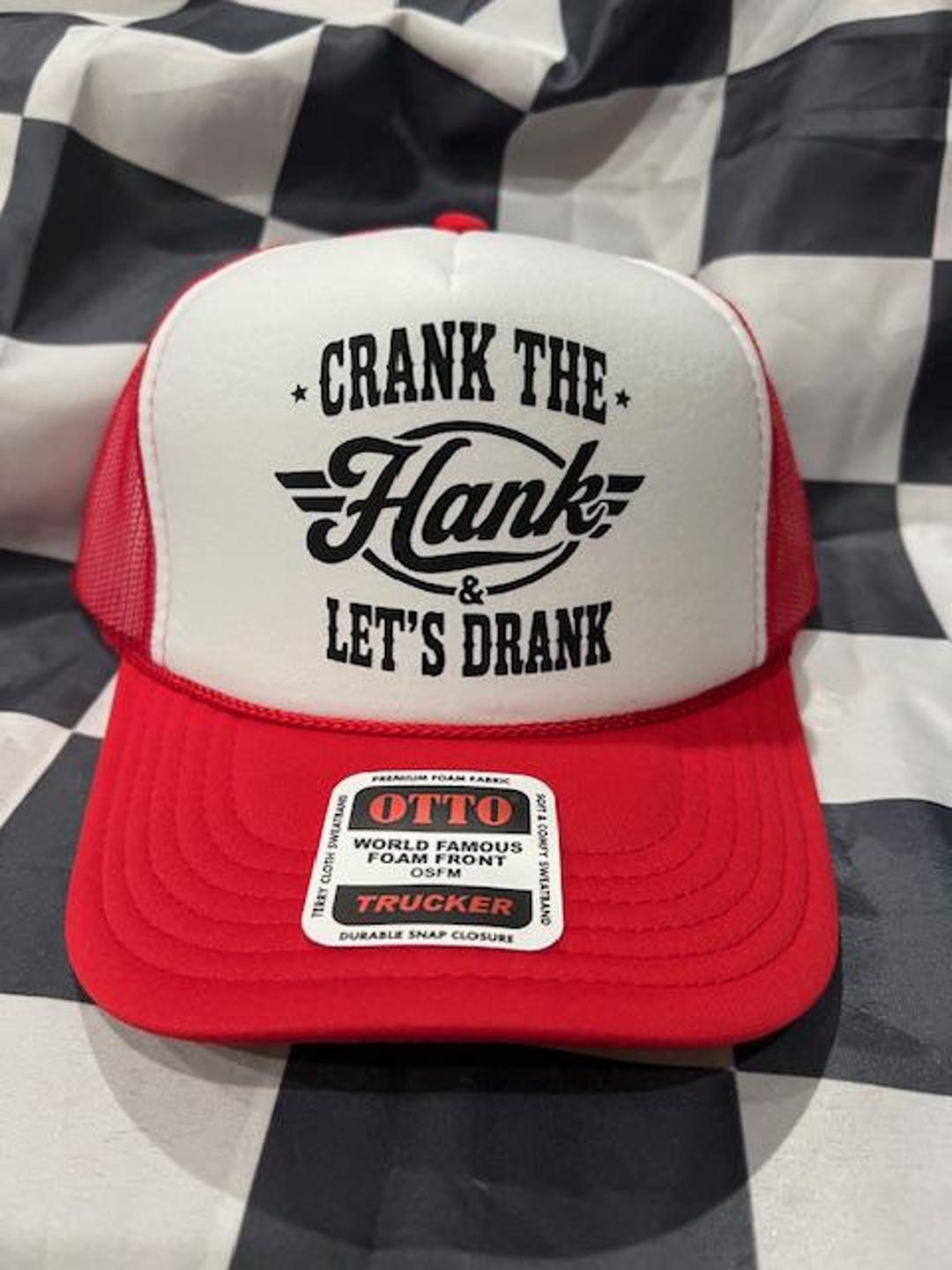 Crank the Hank OTTO Trucker Red Hat - Etsy