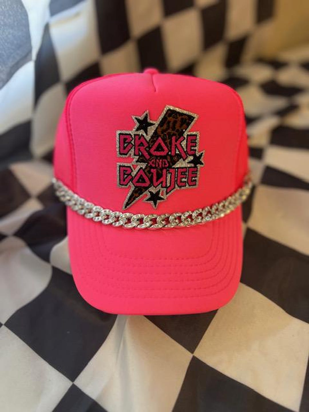 Broke an Boujee Patched OTTO Trucker Hat With Bling Chain - Etsy