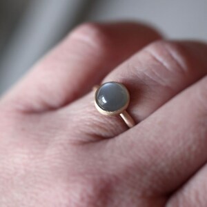Grey Moonstone Ring, Platinum Gray Moonstone and Recycled 14k Gold Ring ...
