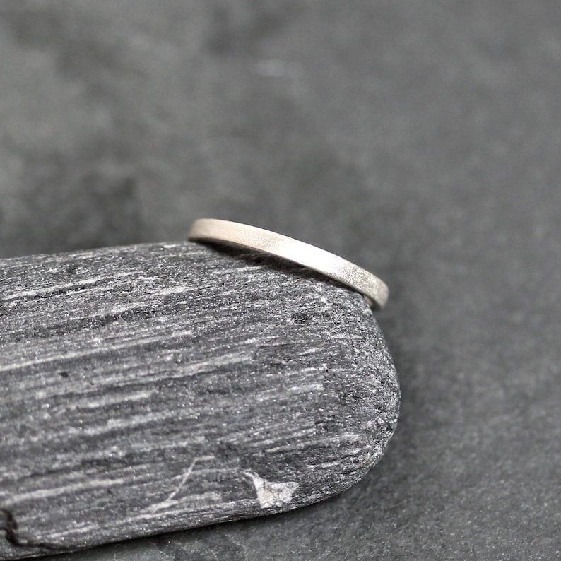 Silver Ladies Ring Simple Skinny Thin Minimalist 2mm Brushed | Etsy