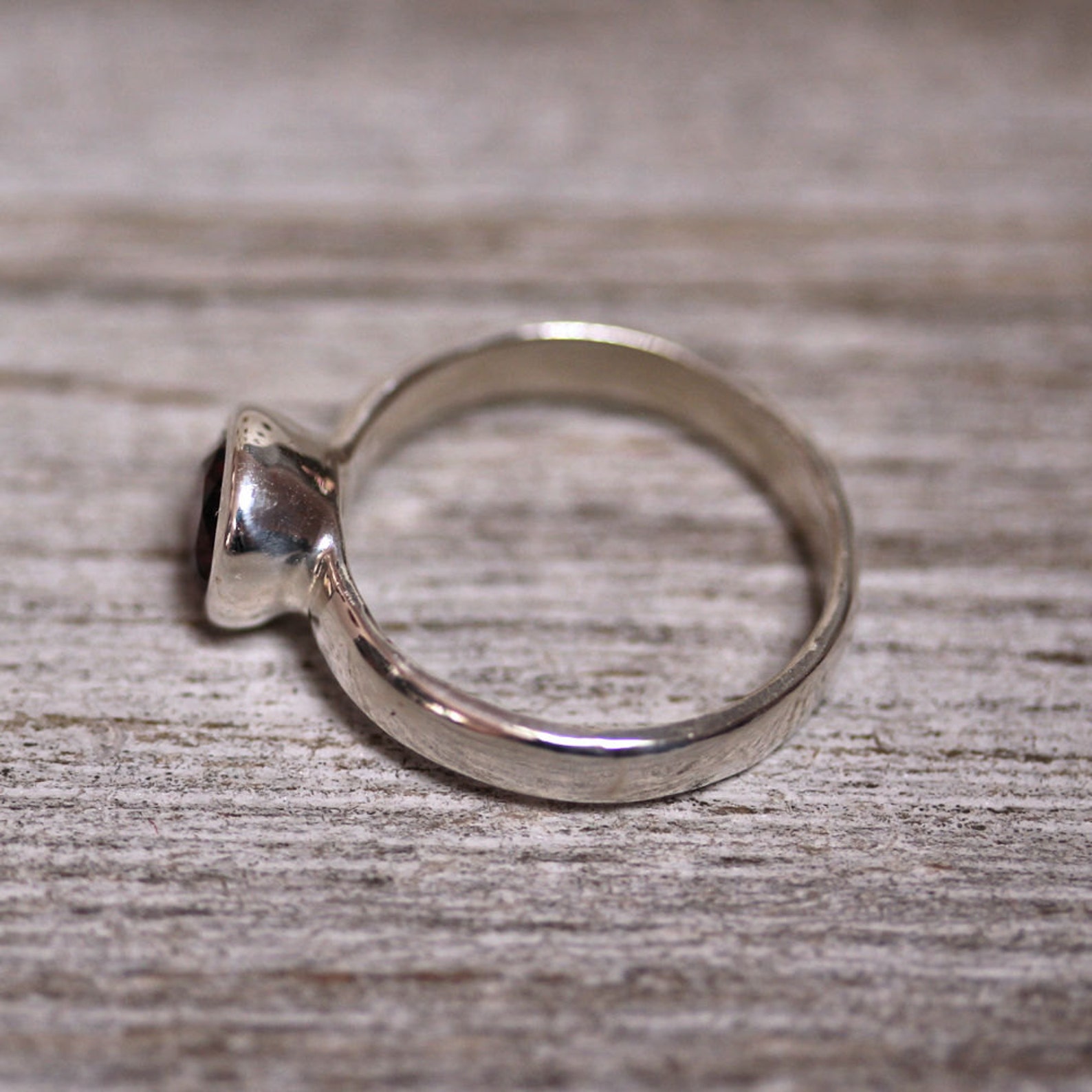 Cranberry Garnet Ring Faceted Gemstone Sterling Silver Ring - Etsy