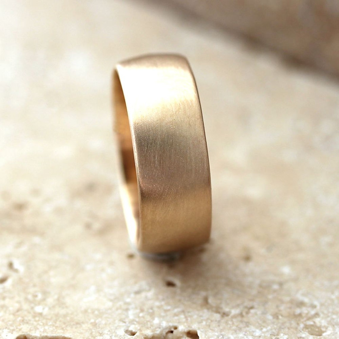 Wide Men's Gold Wedding Ring 8mm Low Dome Men's - Etsy