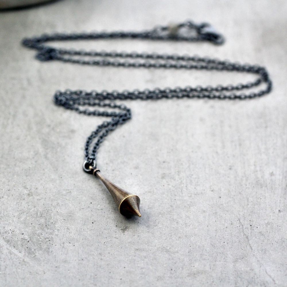 Brass Pendulum Necklace Minimalist Antiqued Brass and - Etsy