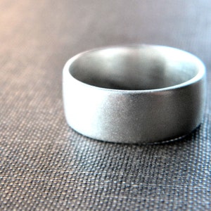 Mens Silver Ring, Matte 8mm Men's or Unisex Recycled Argentium Sterling ...