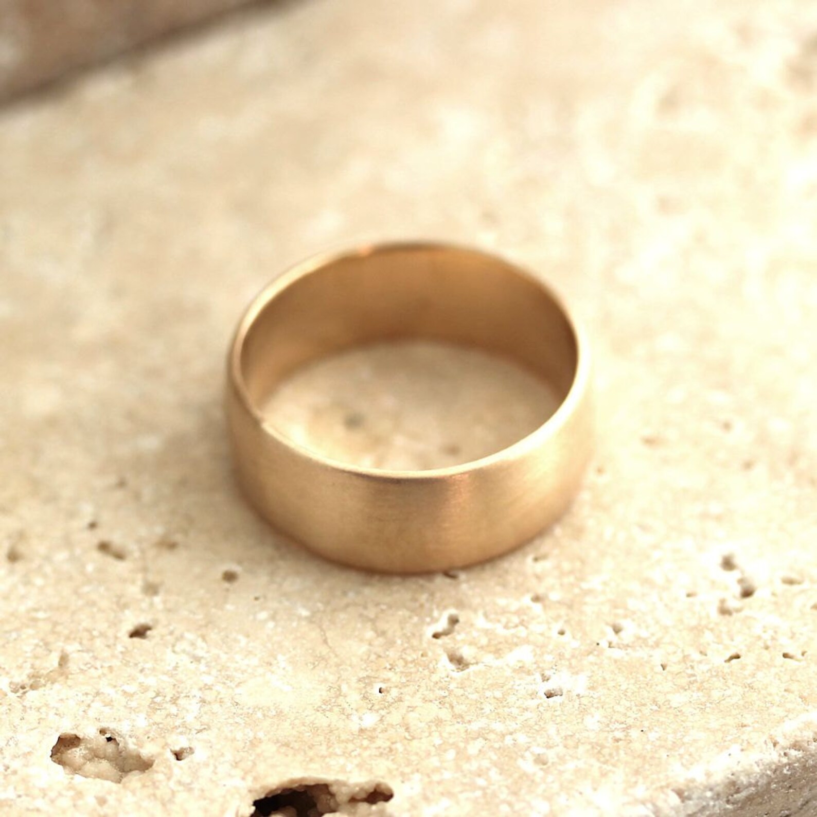 Wide Men's Gold Wedding Ring, 8mm Low Dome Men's Wedding Band Recyled ...